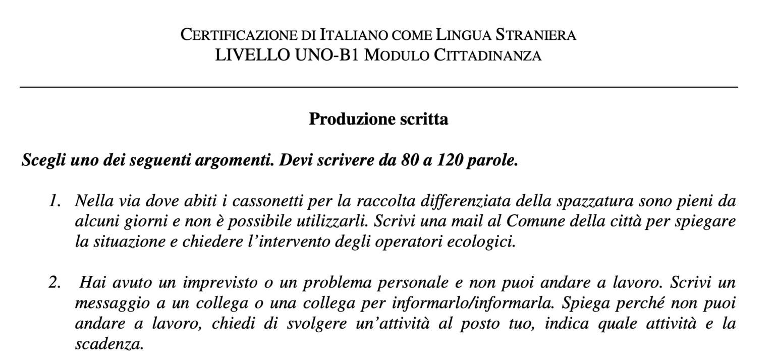 CILS B1 Citizenship Writing Part Smart Italian Learning CILS B1 Citizenship Writing Part Smart Italian Learning